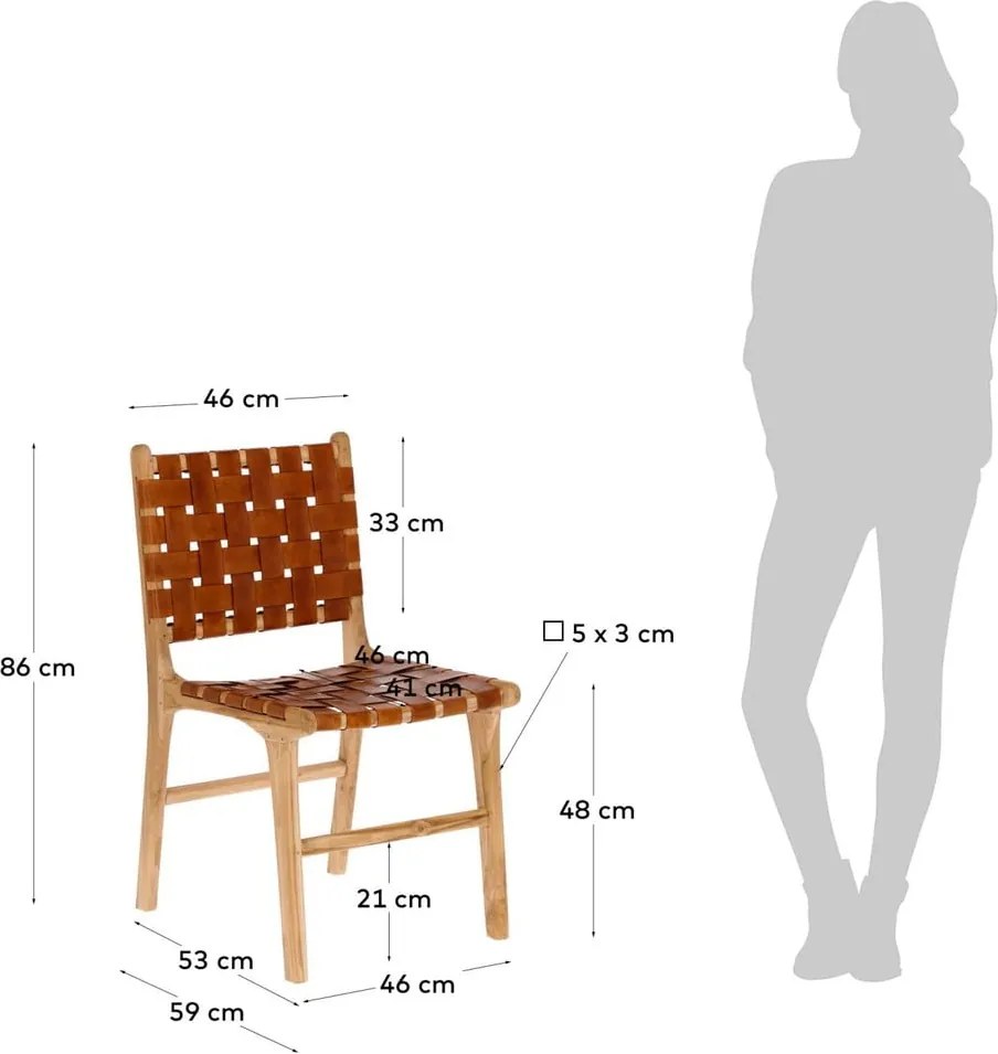 Kožené jídelní židle v koňakově hnědo-přírodní barvě v sadě 2 ks Calixta – Kave Home