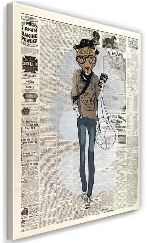 Gario Obraz na plátně Hipster leopard - novinový článek Rozměry: 40 x 60 cm