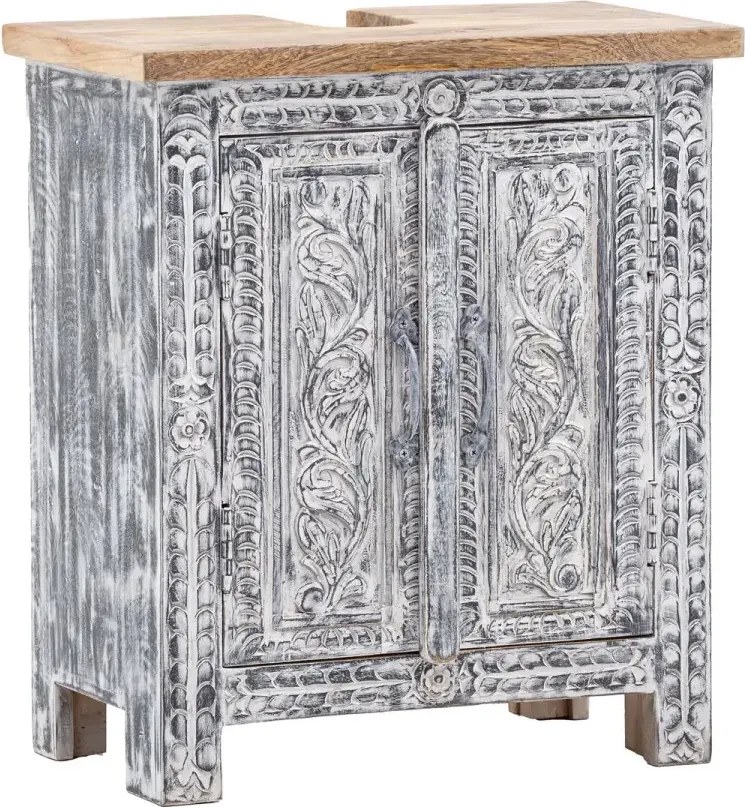 furniture-nabytek.cz - Masivní umyvadlová skříňka Santoro z dřeva Holz - Mango, lakovaná, šedá