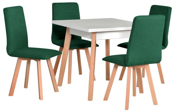 Čtvercový stůl se 4 židlemi - AL38, Barva dřeva: bílá-L, Potah: 6 - Inari 24 Mirjan24 5902928914627