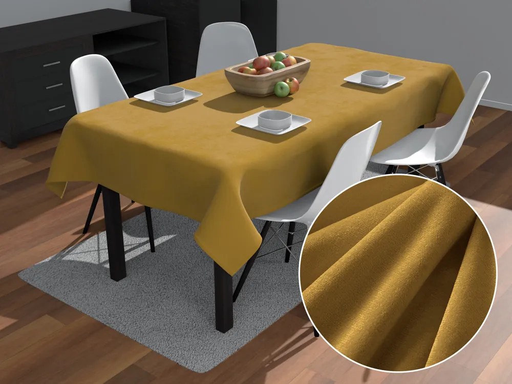 Biante Sametový obdélníkový ubrus Velvet Premium SVP-009 Hořčicový 60x100 cm