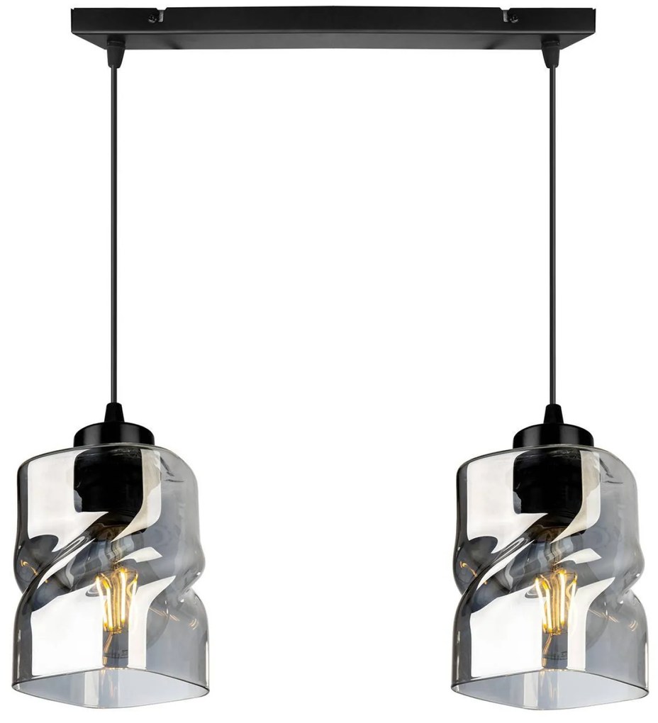 Light for home - Moderní závěsné svítidlo se skleněnými stínidly LED NIKI 2195/2, 2x60W, E27, Černá
