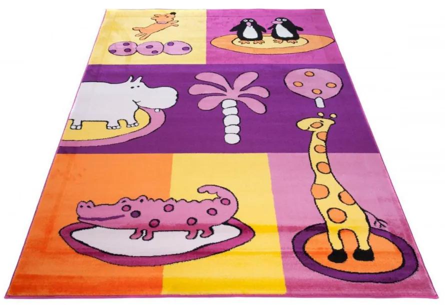 Dětský kusový koberec Bany fialový, Velikosti 80x150cm
