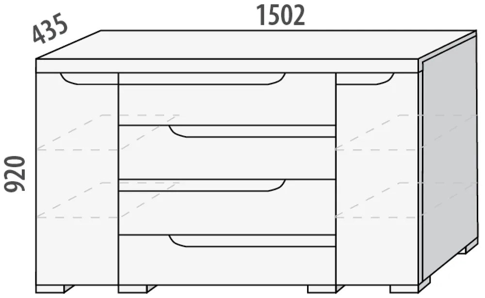 Komoda S&F kombinovaná Domestav F152 Materiál: Dub Cink, Povrchová úprava: Olej