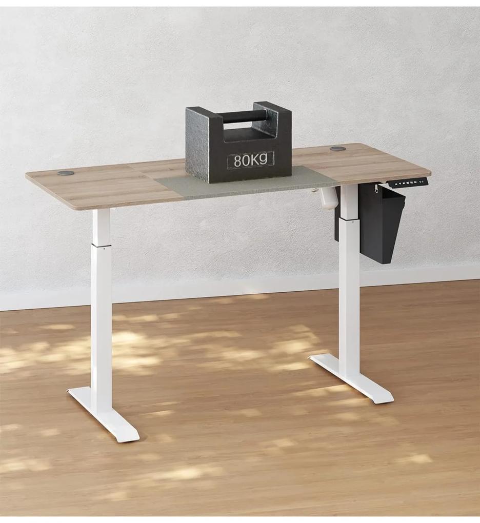 Elektricky nastavitelný psací stůl Redikt 140 cm bílý/šedý