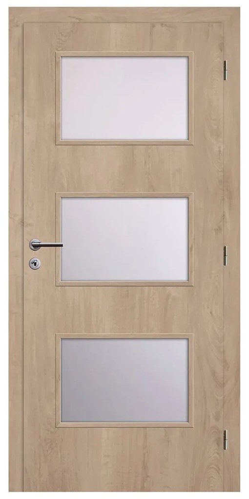 Solodoor Interiérové dveře Etta 6, 90 P, 950 × 1985 mm, fólie, pravé, dub Western, prosklené