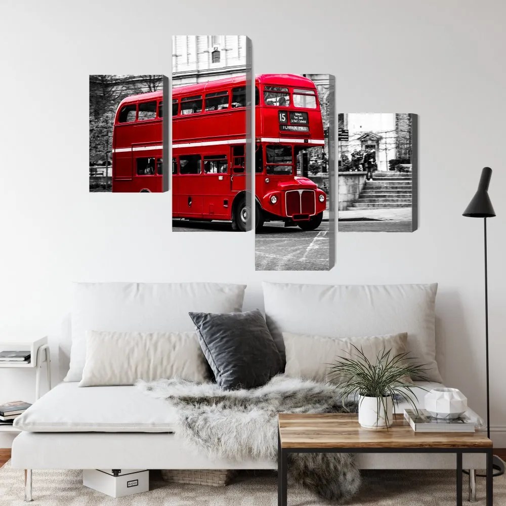 Vícedílný obraz Dvoupatrový Autobus V Londýně Nedostatek Nedostatek Plátno Canvas 80x50