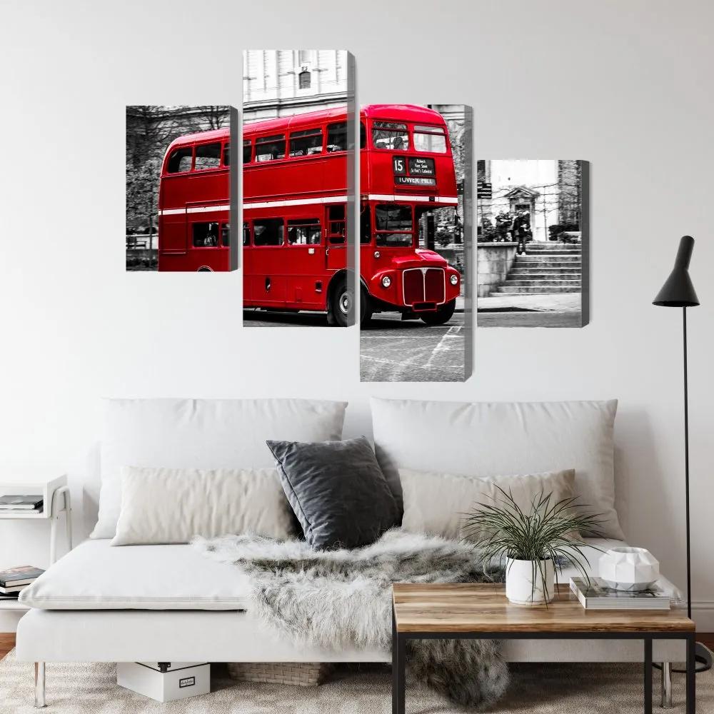 Vícedílný obraz Dvoupatrový Autobus V Londýně Nedostatek Nedostatek Přírodní plátno 240x150