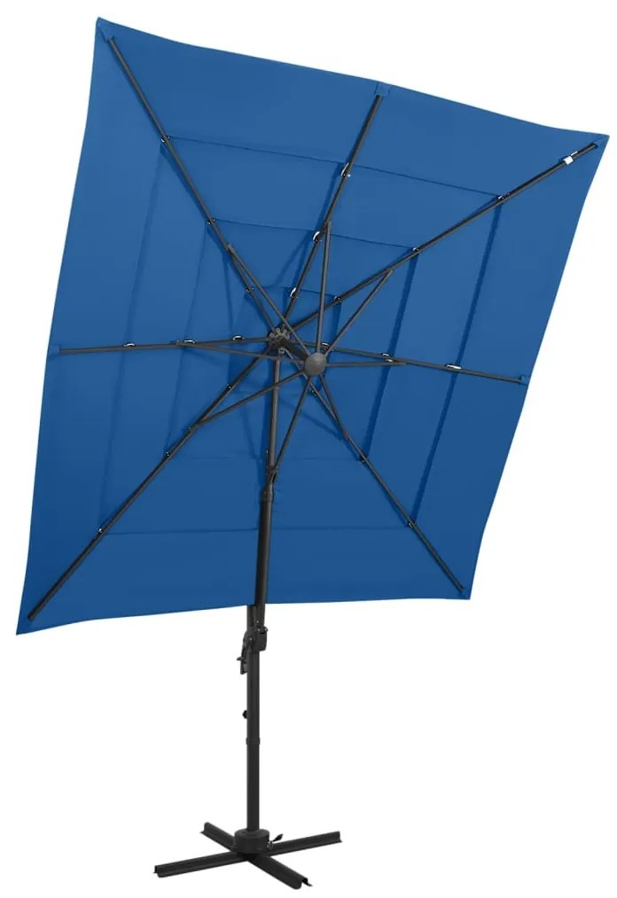 4stupňový zahradní slunečník hliníková tyč azurový 250 x 250 cm 313827