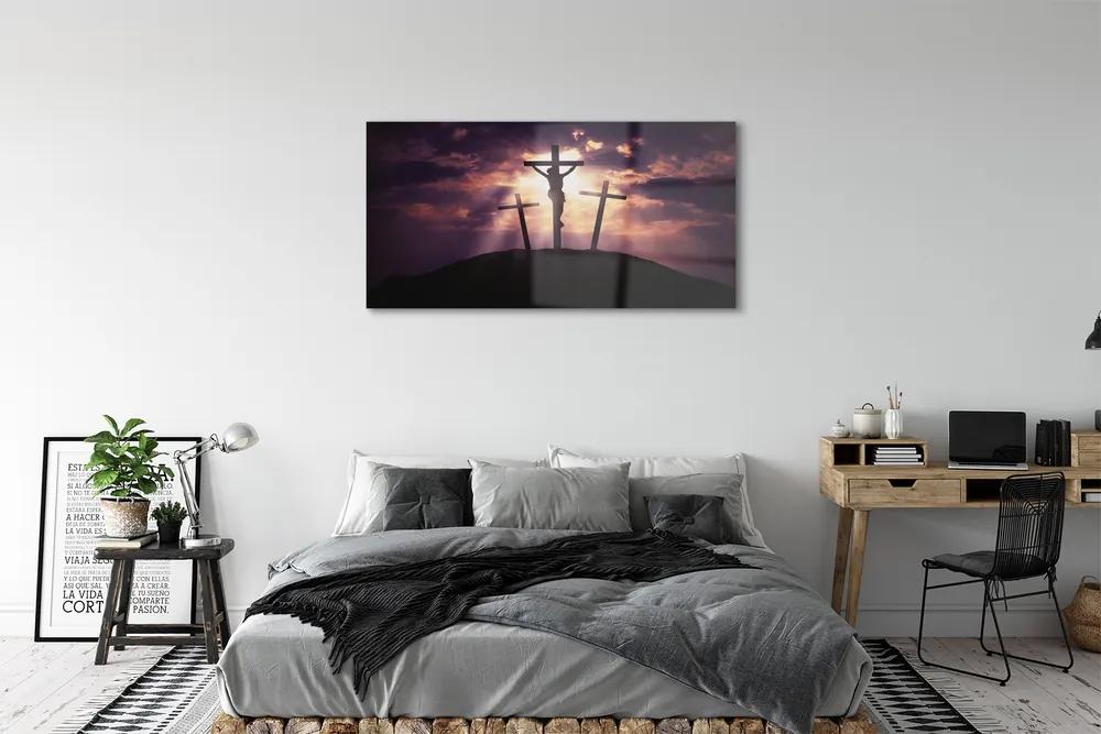 akrylový obraz Jesus cross 125x50 cm