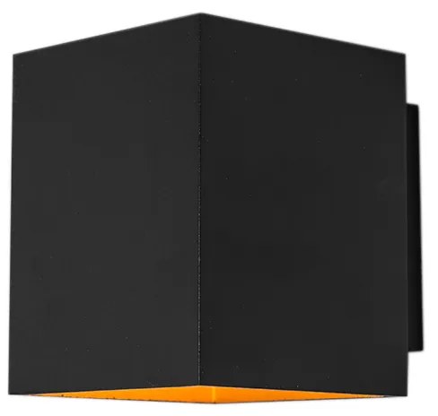 Designová nástěnná lampa černá a zlatá obdélníková - Sola