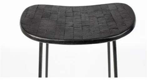 Teaková barová židle TANGLE WLL 80 cm, černá White Label Living  1500075