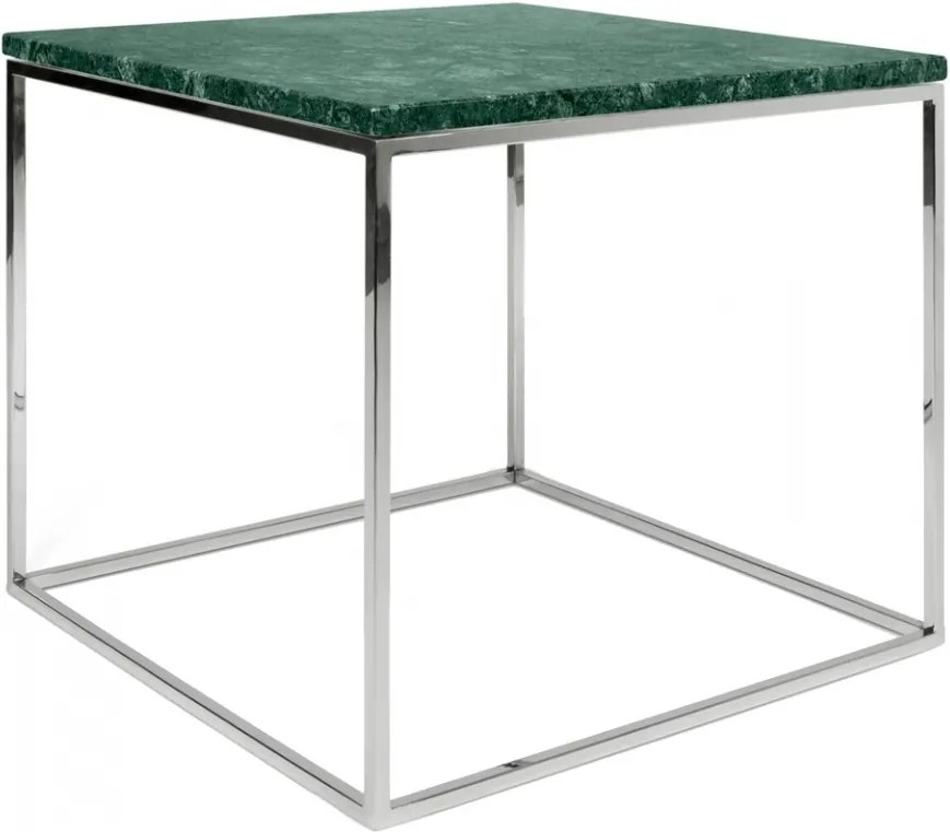 Odkládací stolek Amaro II, chromovaná podnož, zelený mramor