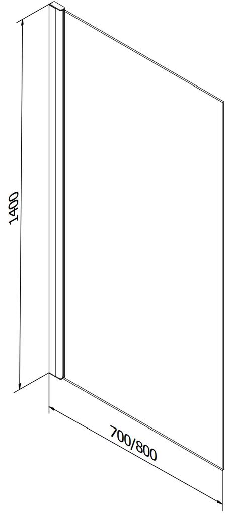 Mexen ALEX, vanová zástěna, 1-křídlo FIX, 70x140 cm, vzor černý rám, 893-070-000-70-70