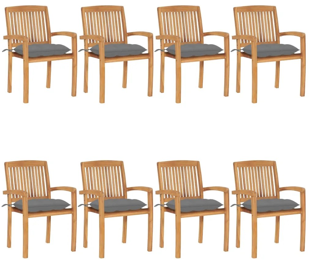Stohovatelné zahradní židle s poduškami 8 ks masivní teak 3073280