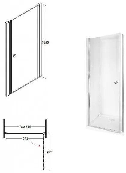 BESCO Bezrámové sprchové dveře SINCO BARVA rámu - Chrom/Leštěný hliník (ALU), Rozměr A - 80 cm, Rozměr C - 195 cm, Směr zavírání - Univerzální Levé / Pravé, Výplň - Čiré bezpečnostní sklo - 6 mm BCSIN80