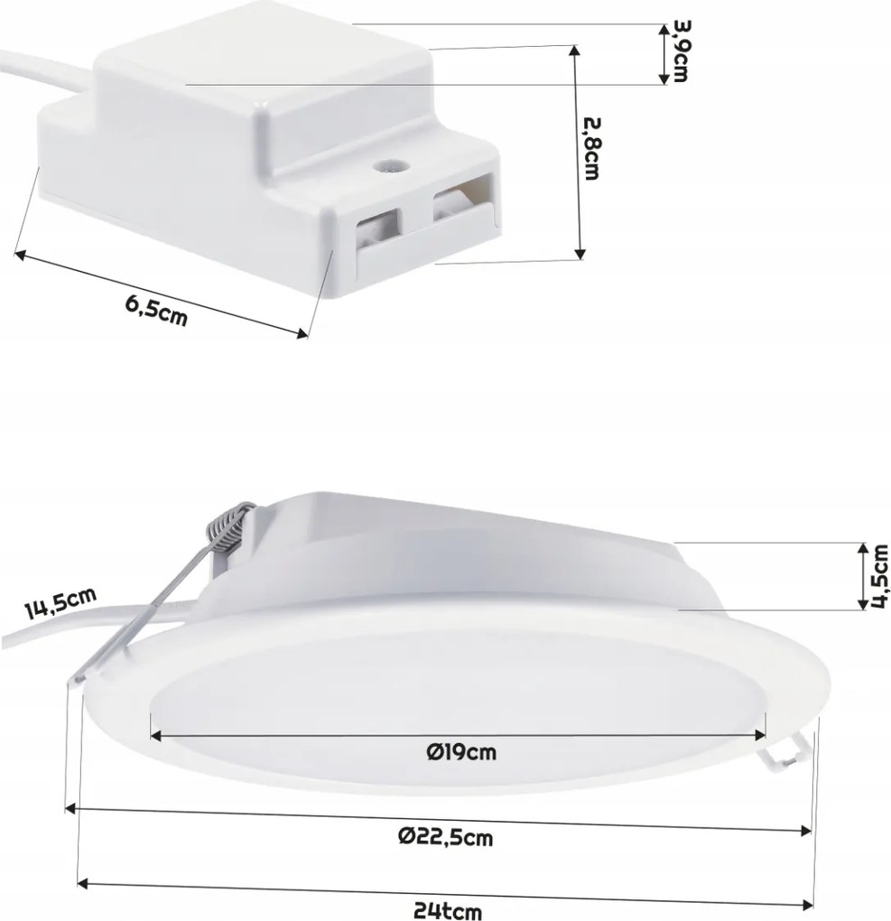LED zapuštěný panel - 19w 2000lm 4000k + černý rám