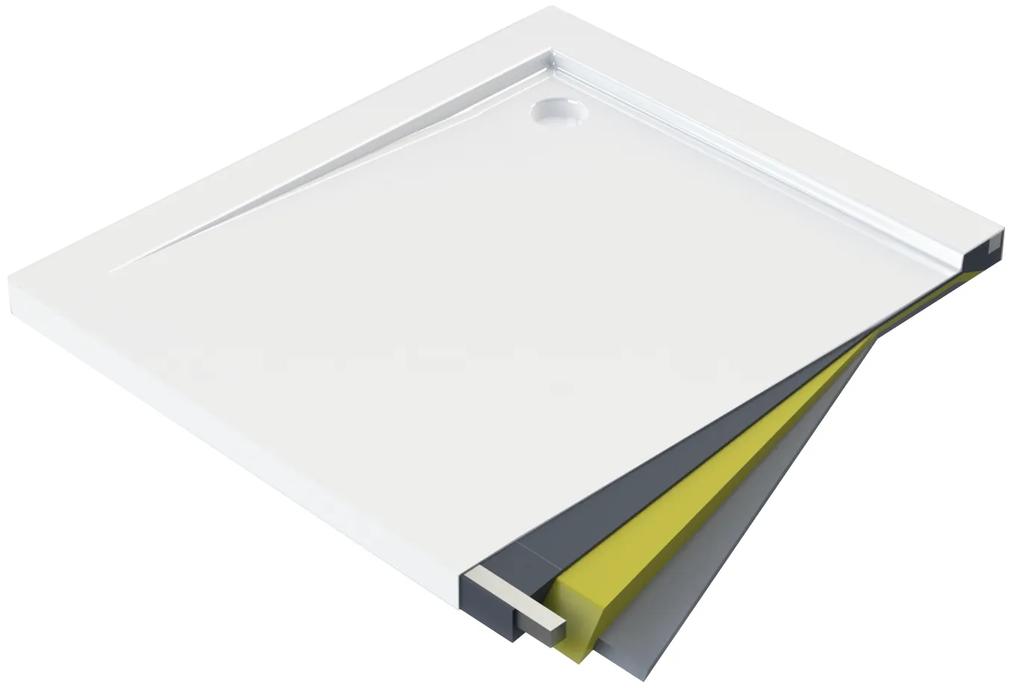 Deante Kerria Plus, čtvercová akrylátová vanička 90x90x3 cm, hloubka 1,5cm, technologie Solid, bílá, KTS_041B