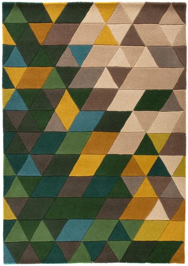 Vlněný koberec Flair Rugs Illusion Prism Green Triangles, 160 x 220 cm