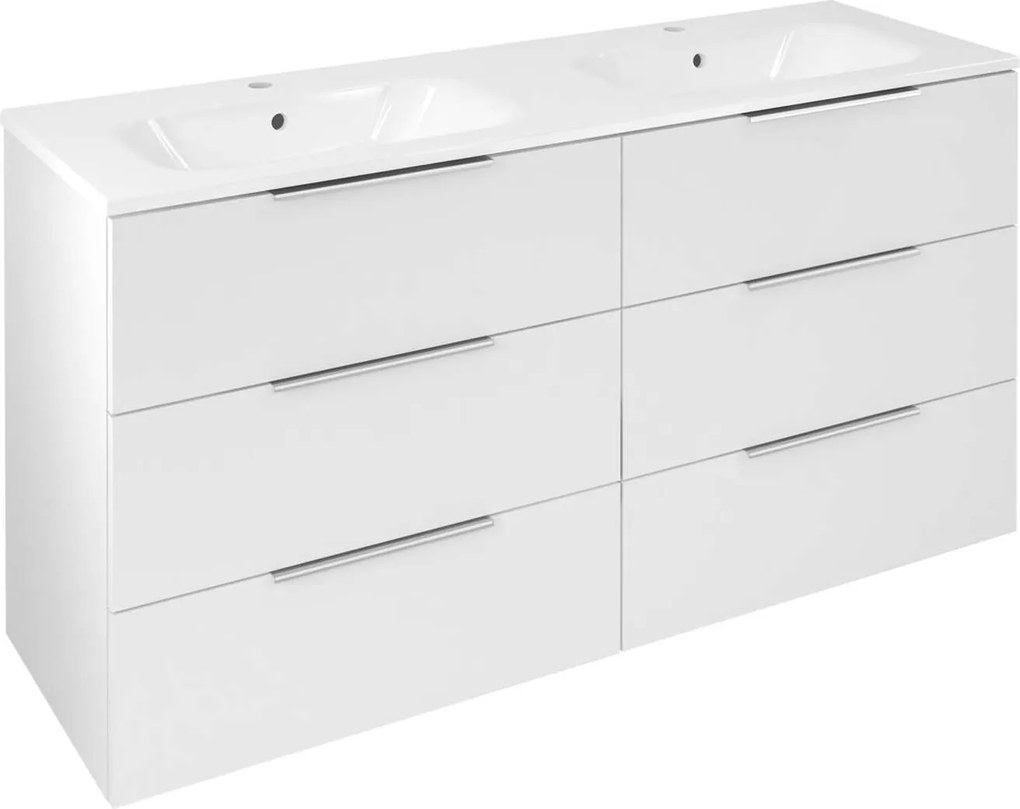 Sapho Cirasa - Umyvadlová skříňka 140x75x46 cm, 6x zásuvka, lesklá bílá CR141-3030-31