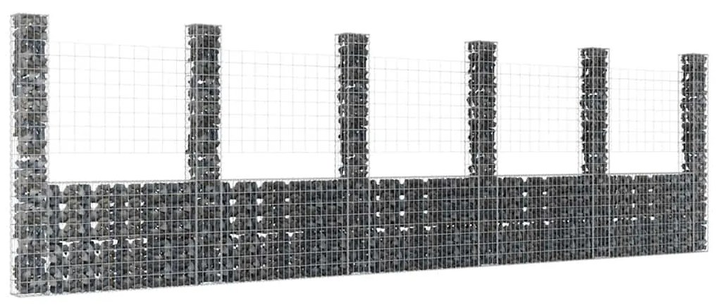 Gabionový koš ve tvaru U se 6 sloupky železo 620 x 20 x 200 cm 151293