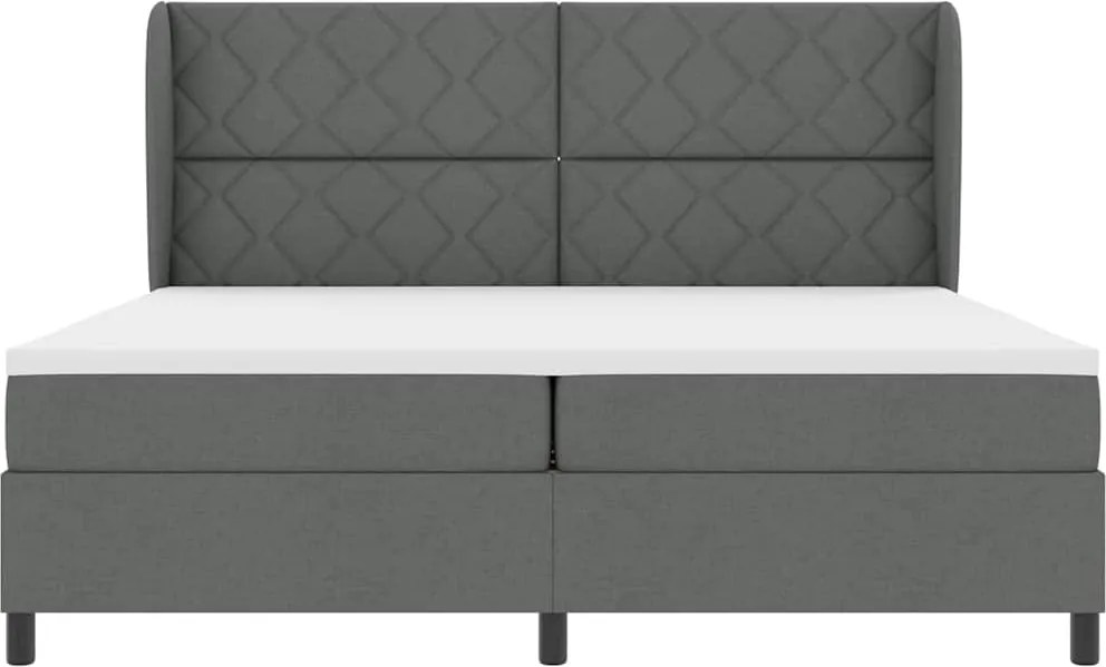 Postel s boxspringem s čelo Tmavě šedá 200 x 200 cm textil 3340649