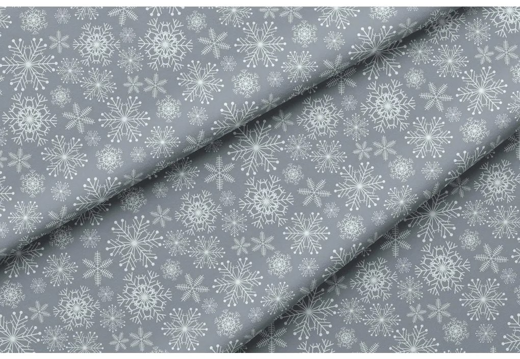 Ubrus vánoční teflonový - vločky šedé Rozměry: 120x120, Tvar: Čtverec