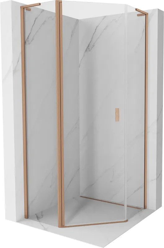 Mexen Mist L, pětiúhelníkový sprchový kout s křídlovými dveřmi, 90 x 90 cm, 8mm čiré sklo, měděný profil, 8A8L-090-090-65-00