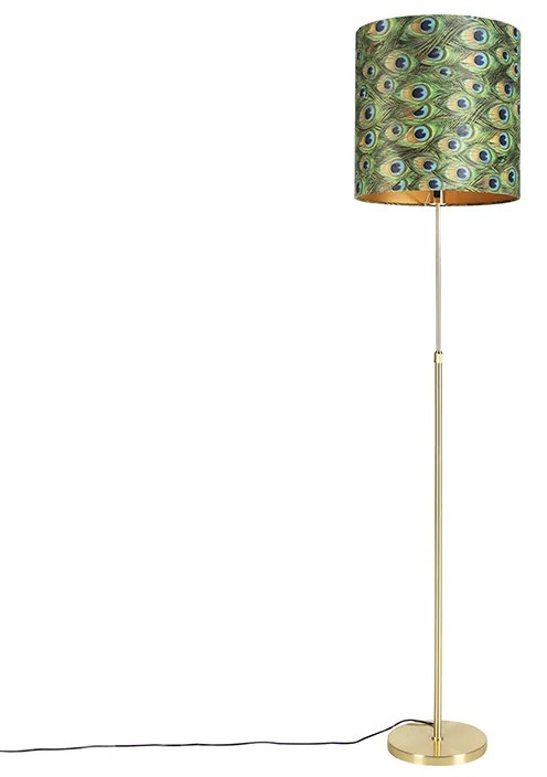 Stojací lampa zlatá/mosazná s sametovým stínítkem Peacock 40/40 cm - Parte