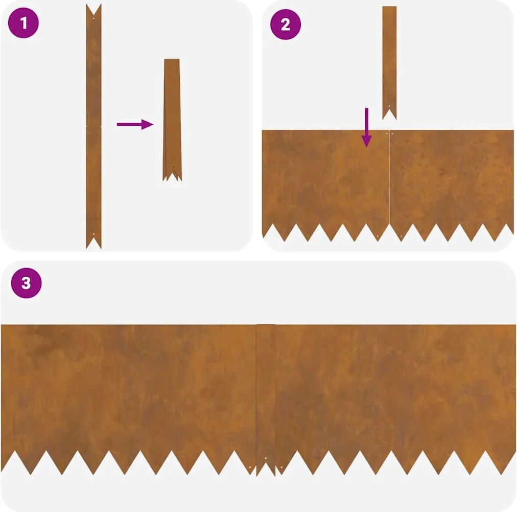 Okraj trávníku 30 ks 100 x 0,05 x 30 cm Rezavá 3335787