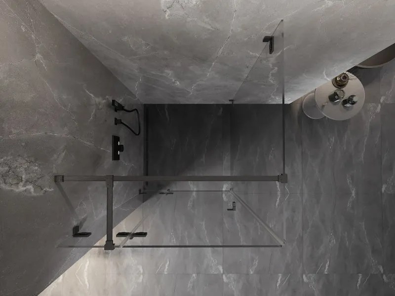 Mexen Lunar T, sklápěcí sprchový kout levý 110 x 110 cm, 8mm čiré sklo, profil grafit broušený, 834T-110-110-66-00-L