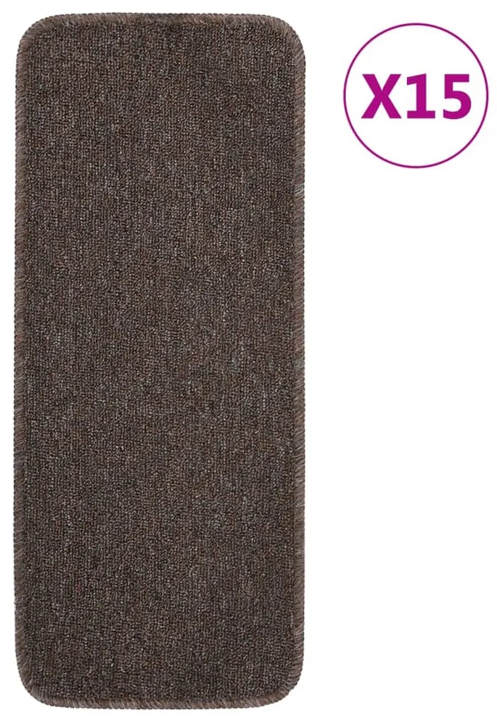 Nášlapy na schody 15 ks 60 x 25 cm hnědé protiskluzové 340400