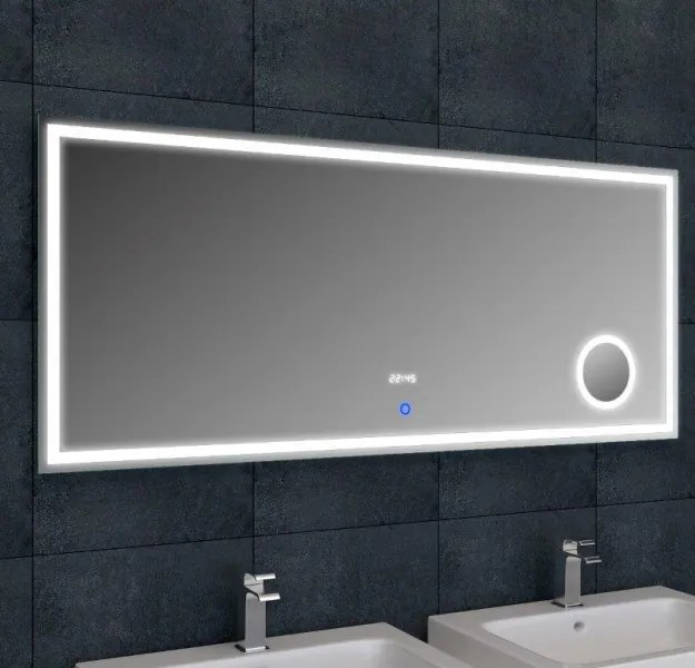 Eurosanit Lumi - zrcadlo s LED osvětlením, lupou, hodinami Rozměr: 160×60 cm
