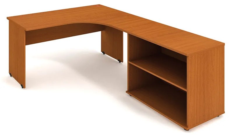 HOBIS Rohový psací stůl UNI se skříňkou - délka 1600 mm, levý, buk