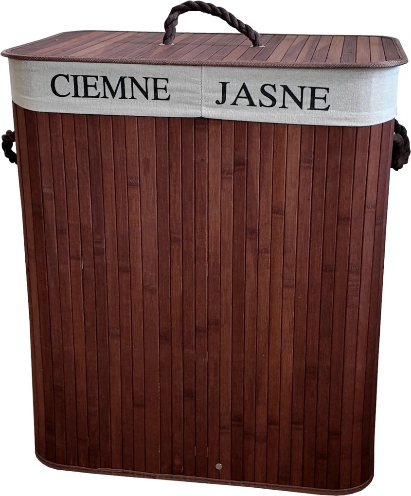 TRENDIE Bambusový koš na prádlo 100l tmavě hnědý + DÁREK