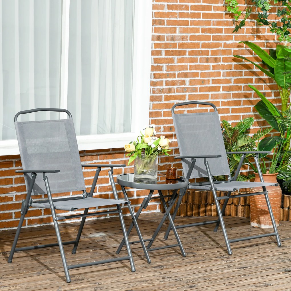Sada venkovního bistro nábytku Zahradní bistro set Skládací bistro set, 53,5 cm x 64 cm x 93 cm, světle šedý