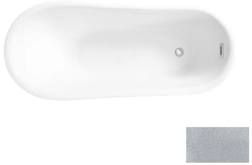 BESCO Volně stojící vana CALIMA Glam - stříbrná Barva - GLAM 02 - stříbrná, Barva sifonu - Bílá, Rozměr vany - 170 × 74 cm VANCALIM170WG2