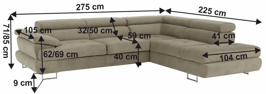 Kondela Sedací souprava, světle hnědý melír, látka, pravá, BUTON P
