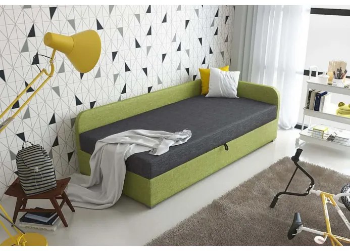 Čalouněná postel VALESKA 80x200, zelená + šedá