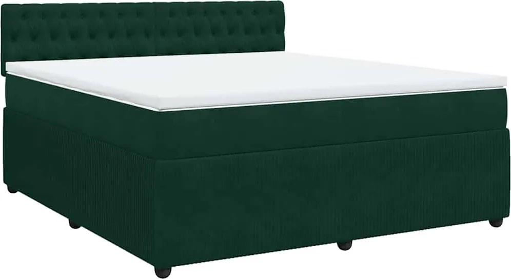 Box spring postel s matrací tmavě zelená 180x200 cm samet 3290115