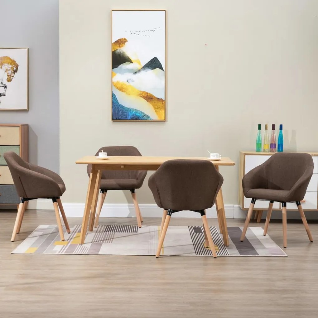 Jídelní židle 4 ks hnědé textil 278410