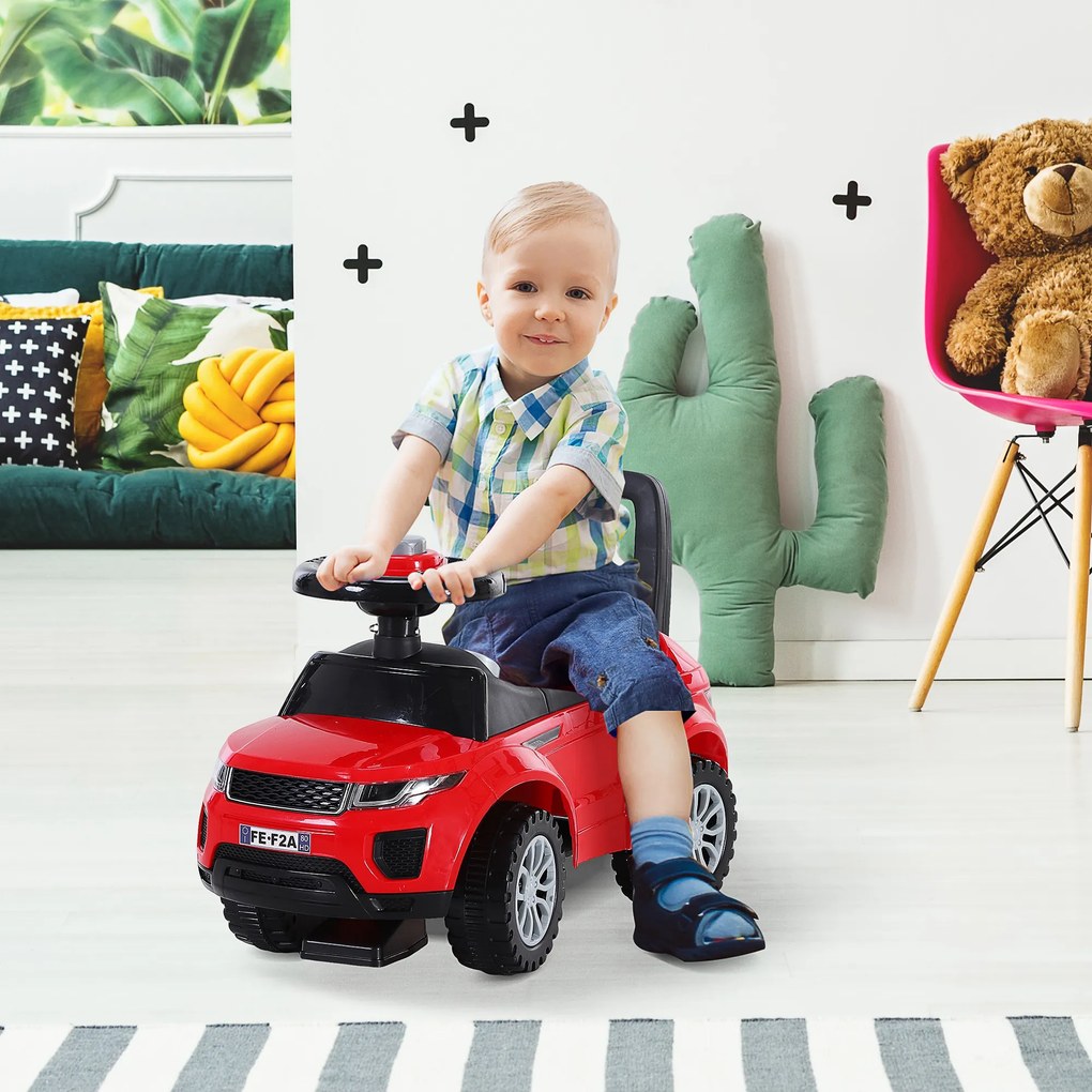 HOMCOM Dětské odrážedlo Quad auto s reproduktorem, bez pedálů, styl závodního auta 62x28x41,5 cm