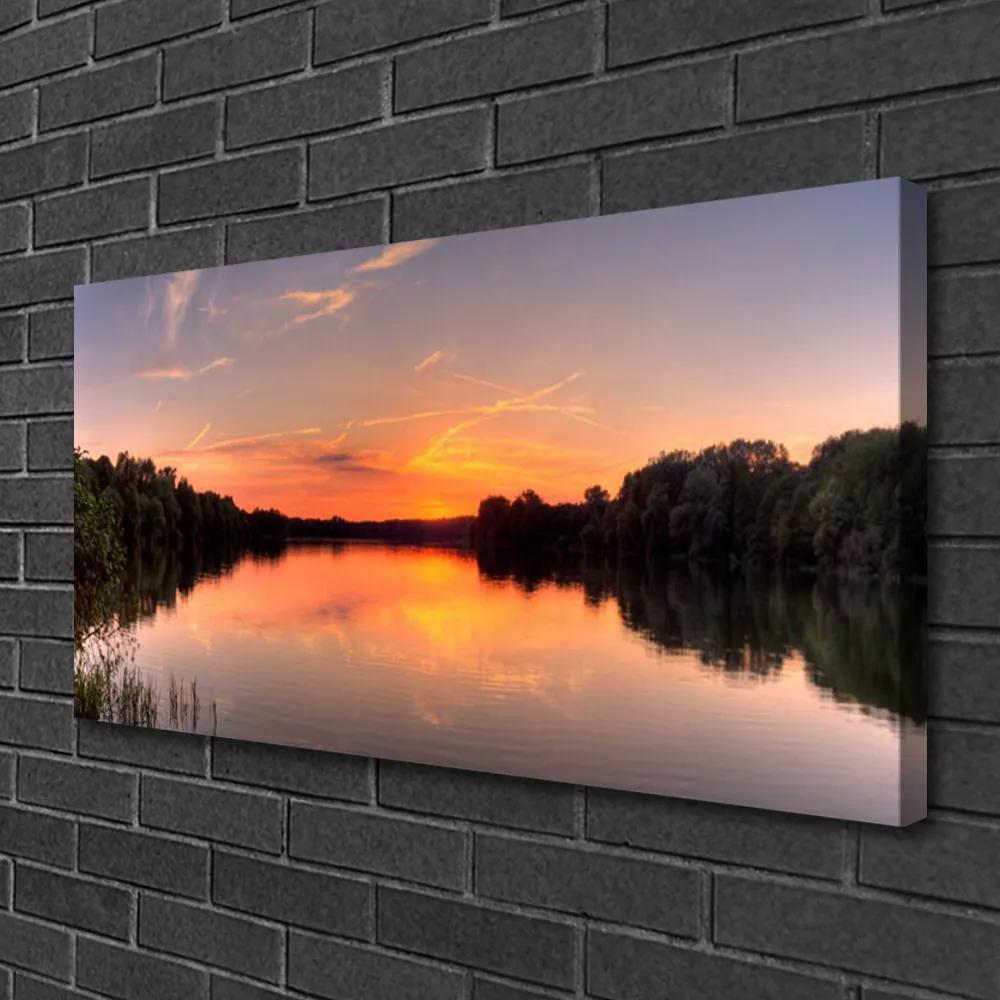 Obraz na plátně Jezero Les Krajina 120x60 cm