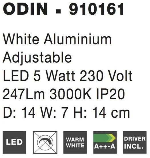 Nova Luce Nástěnné LED svítidlo ODIN, 5W Barva: Bílá