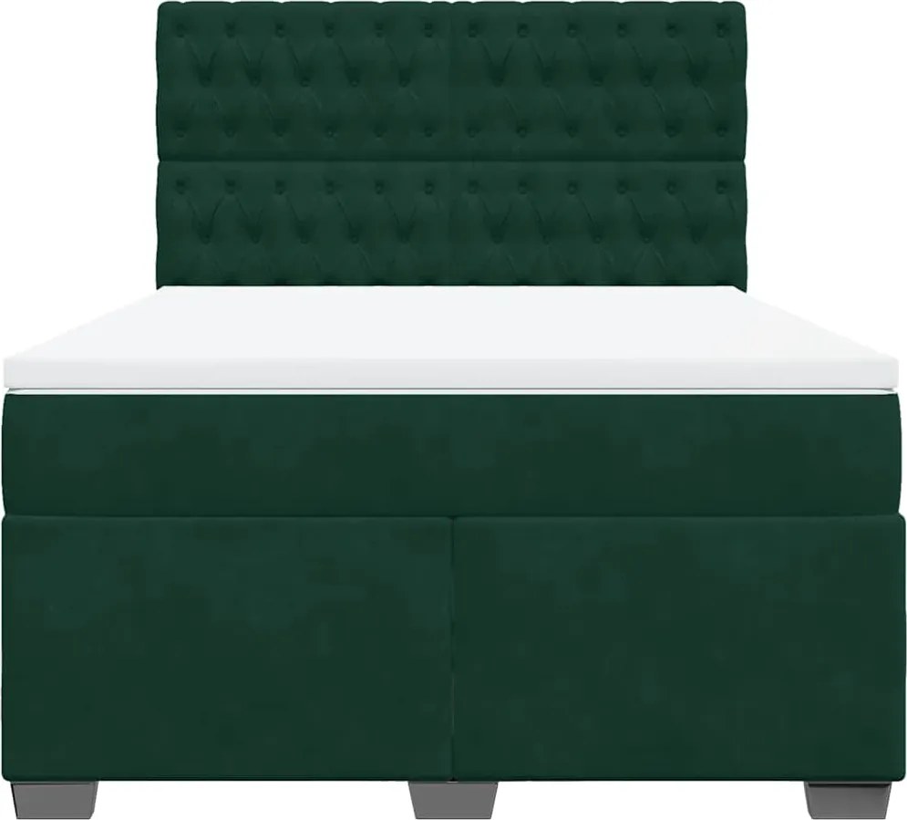 Box spring postel s matrací tmavě zelená 140x190 cm samet 3293215