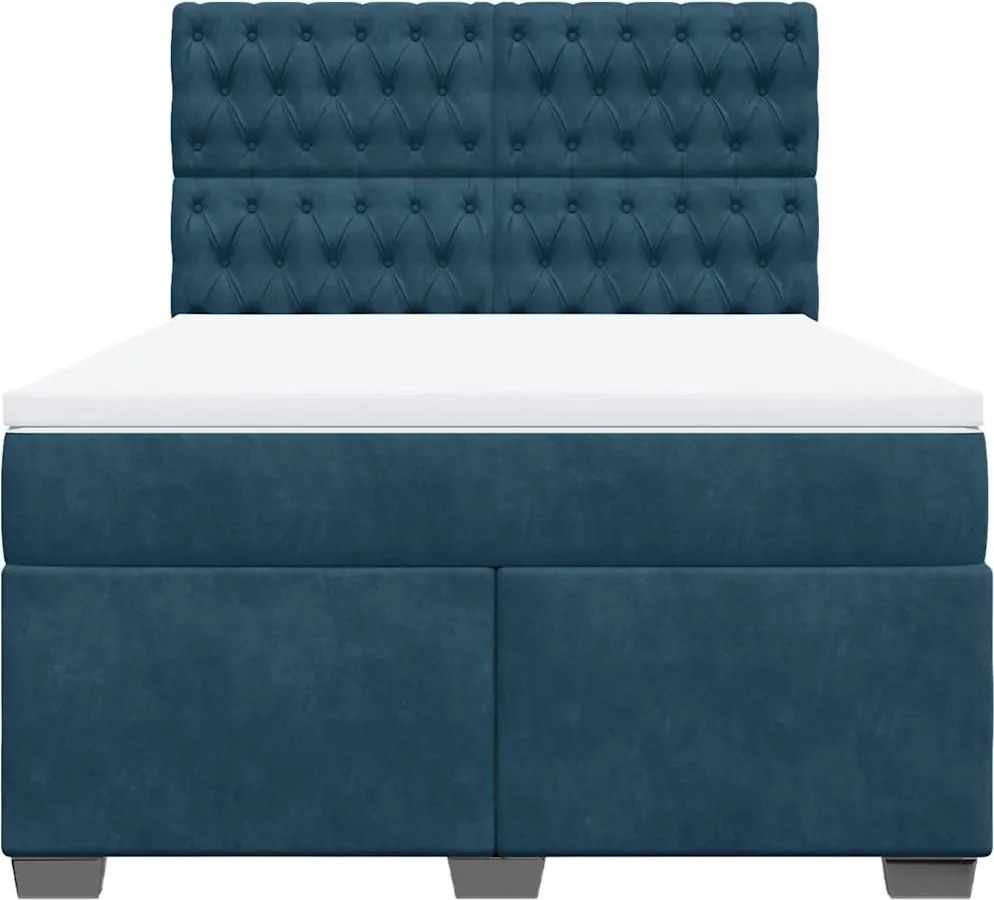 Box spring postel s matrací modrá 140 x 190 cm samet 3293216