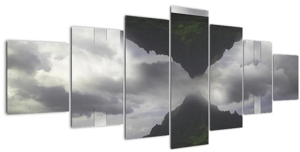 Obraz - Hory na Islandu, geometrická koláž (210x100 cm)