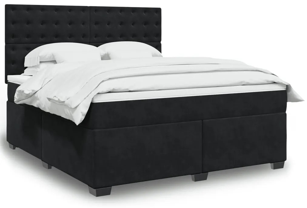 Box spring postel s matrací černá 180x200 cm samet 3293292