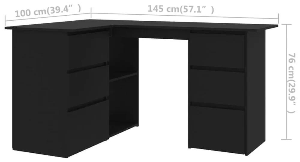 Petromila Rohový psací stůl černý 145 x 100 x 76 cm dřevotříska