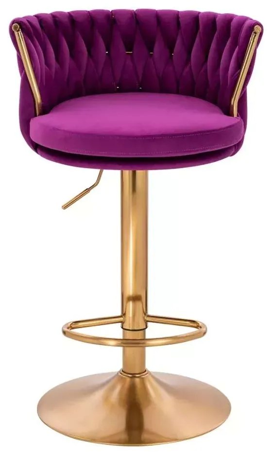 LuxuryForm DESIGN Barová židle LYON VELUR na zlaté kulaté podstavě - fuchsie